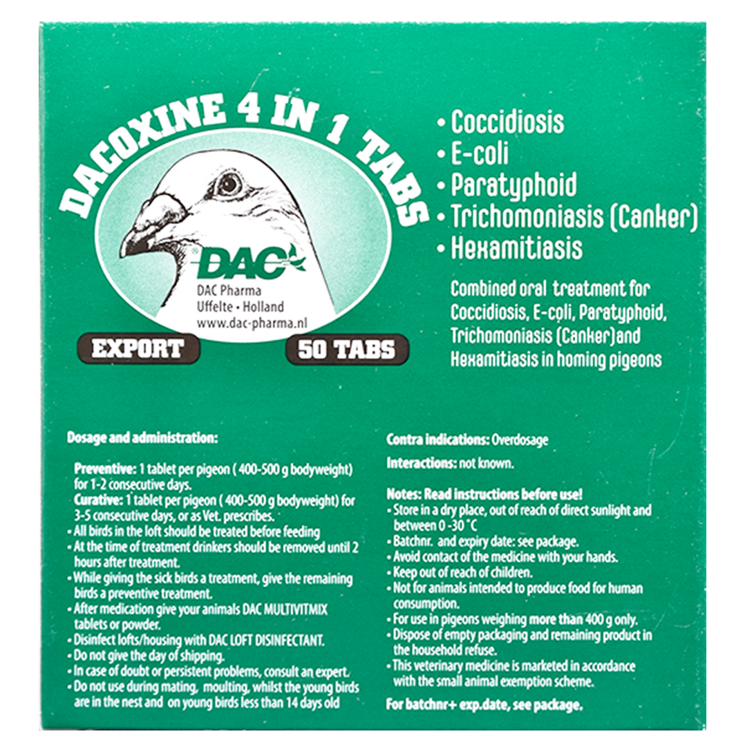 Dac Dacoxine 4 In 1 Tabs 50 Tablets — Global Pigeon Supplies Inc.