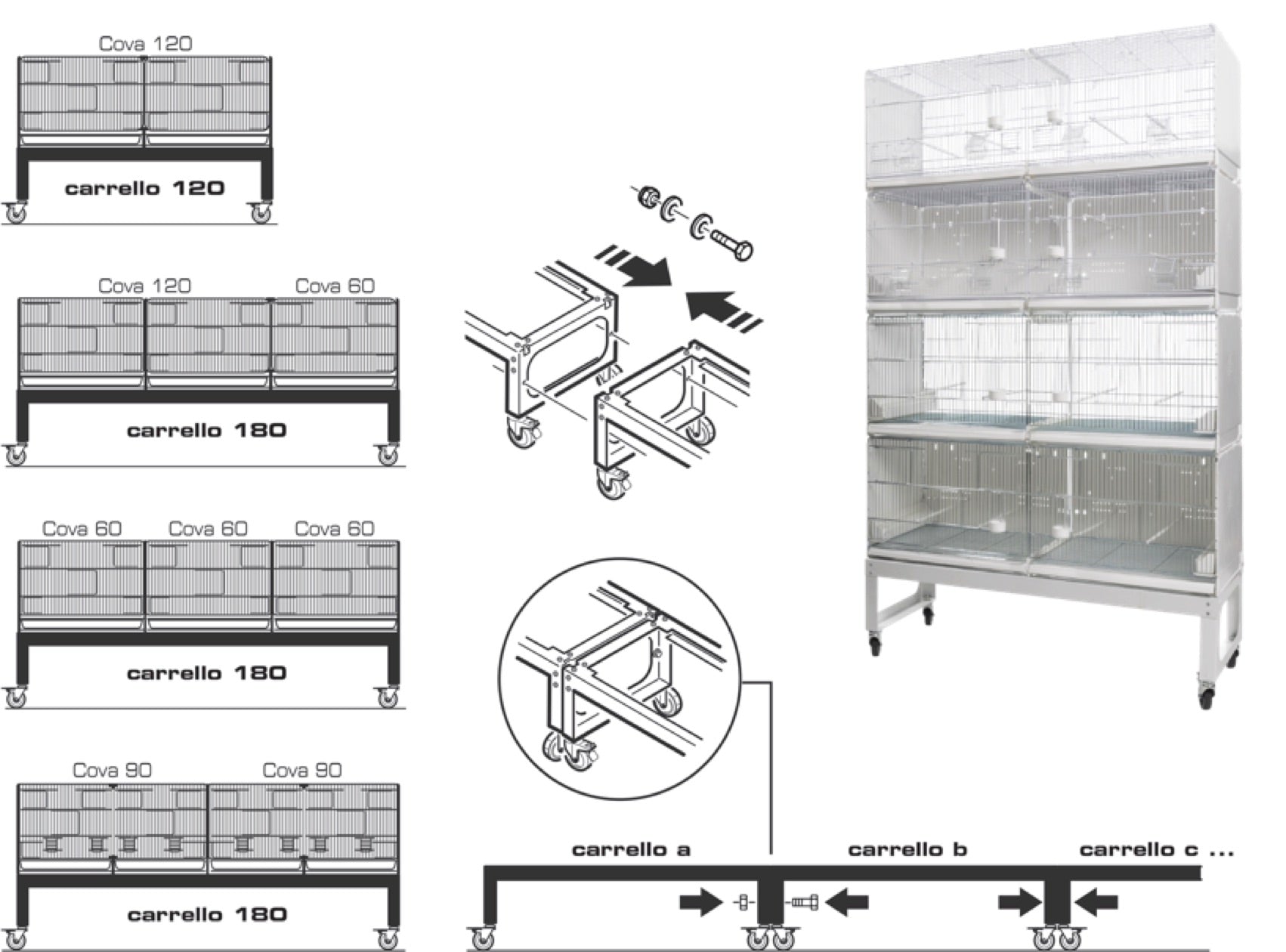 2GR Trolley 120 For Breeding Cages Art. 418 — Global Pigeon Supplies Inc.