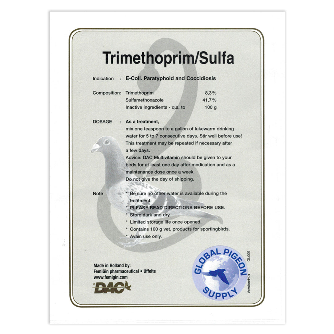 Global Dac Trimethoprim/Sulfa 100 g — Global Pigeon Supplies Inc.