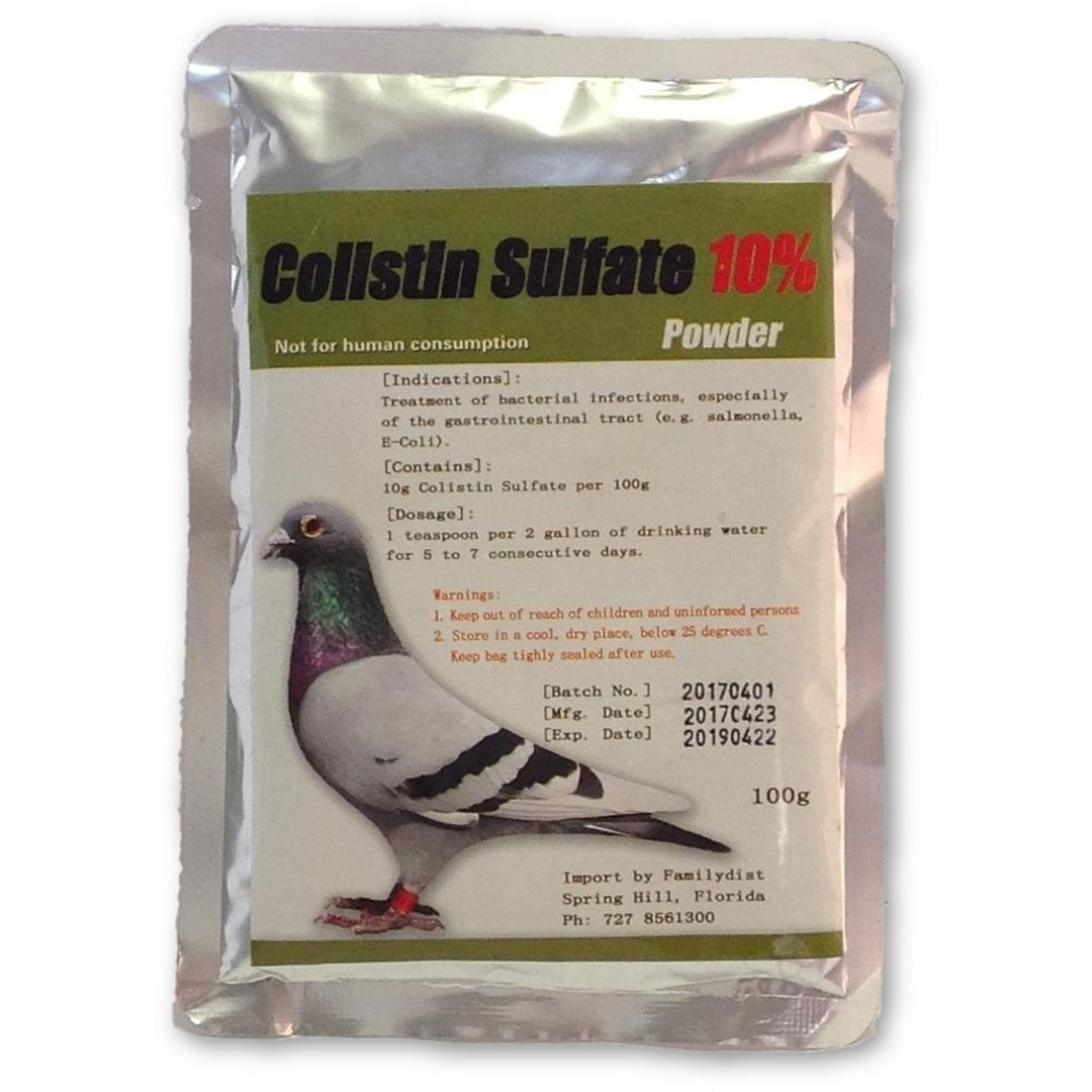 Collstin Sulfate 10% 100g — Global Pigeon Supplies Inc.